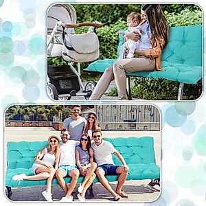 Barydat 2 Pcs 59 x 19.6 Inch Waterproof Bench Cushions for Outdoor Furniture Thicken Patio Swing Cushions 2/3 Seater Couch Cushion Backrest Replacement with Ties for Garden Porch Lounger, Turquoise