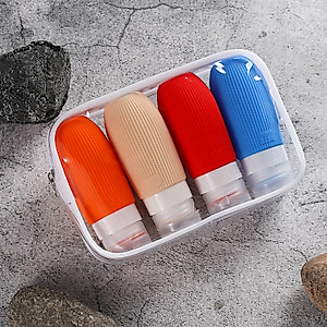 DEPOZA 3.4oz TSA-Approved Squeezable Silicone Travel Bottles - Leak-Proof, BPA-Free Containers for Shampoo, Conditioner, Lotion (4-Pack/Colorful)