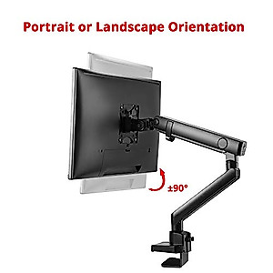 SIIG Aluminum Mechanical Single Monitor Arm Mount - Height Adjustable Desk Mount for 17in to 32in Screens - 17.6lbs Max VESA 75x75mm 100x100mm, Black