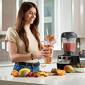 32oz Drinking Glass Tumbler with Bamboo Lid and Straw - Silicone Sleeve - Fits Car Cup Holder - Reusable Boba Smoothie Cup, Spill Proof Travel Water Bottle, Iced Coffee Tumbler, BPA Free - Amber.