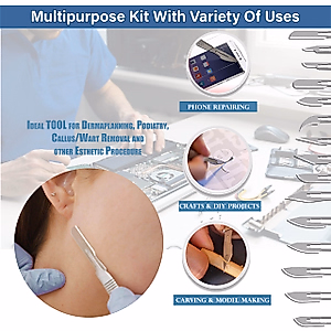 Premium Quality Scalpel Graduated Handle #3, with Ruler/Scale Stainless Steel (Fits Size 9-16 Scalpel Blades)