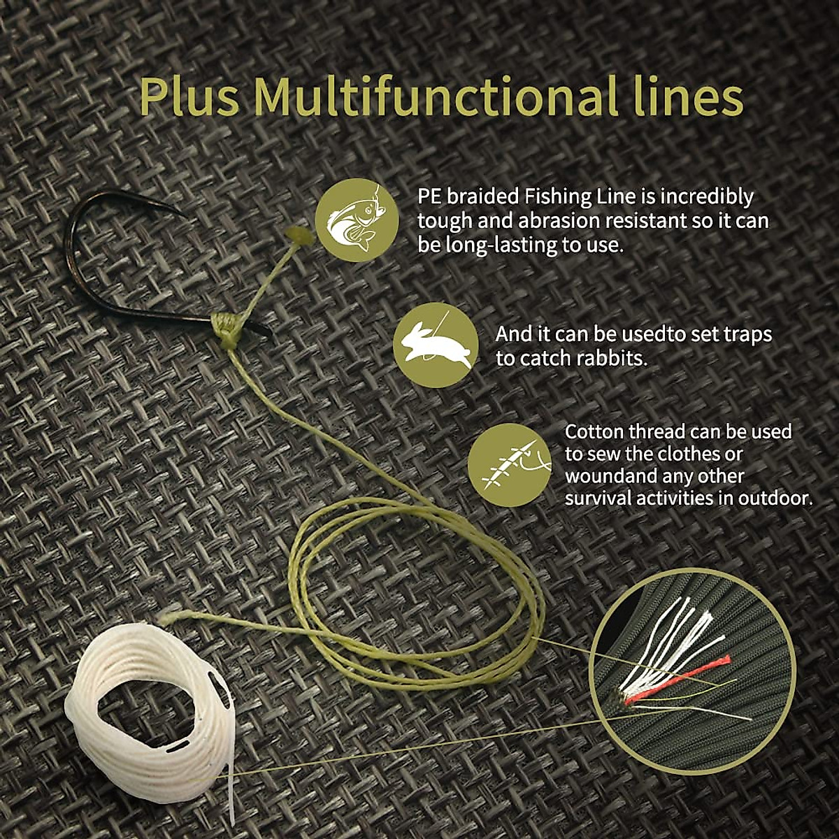 Survival Paracord Rope PSKOOK 100 Feet Fire Starter Parachute Cord 7-Strand Nylon with Red Tinder Cord PE Fishing Line Cotton Thread for Outdoor Lanyards, Bracelets, Handle Wraps (Orange)