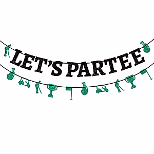 Golf Birthday Banner Let's Partee Golf Themed Party Decorations Golf Party Supplies for Lets Partee Banner Golf Happy Birthday Party Adults Kids Baby Shower Hanging Swril Decor
