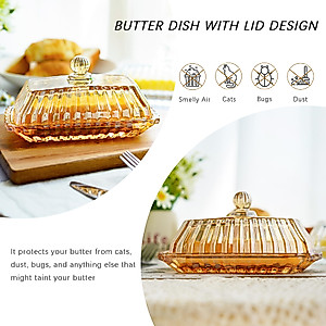 Champagne Covered Butter Dish for Countertop 6.5inch Glass Butter Dish With Lid Elegant Butter Keeper Container For Kitchen Dining Table Decor