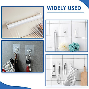 hoeslaw Self Adhesive Wall Hooks, 30 Pcs Heavy Duty Hooks for Hanging 15lbs(Max) No Damage, Transparent Seamless Waterproof Rustproof Stainless Steel Bathroom Shower Outdoor Kitchen Towel Coats Hooks