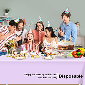 LIKAJON 3 Pack Disposable Light Purple Tablecloth, Rectangular Lavender Plastic Table Cloths for Parties Disposable, 54x108 in Waterproof Tablecloth for Birthday Party Baby Shower Picnic Valentines