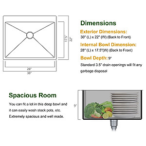 Bonnlo 30 Inch Top mount Kitchen Sink Drop-in, Farmhouse Kitchen Sink with Sink Protector 18 Gauge, Workstation Sink, 304 Stainless Steel Single Bowl for RV, Travel Trailer, Garage, 30x22x9