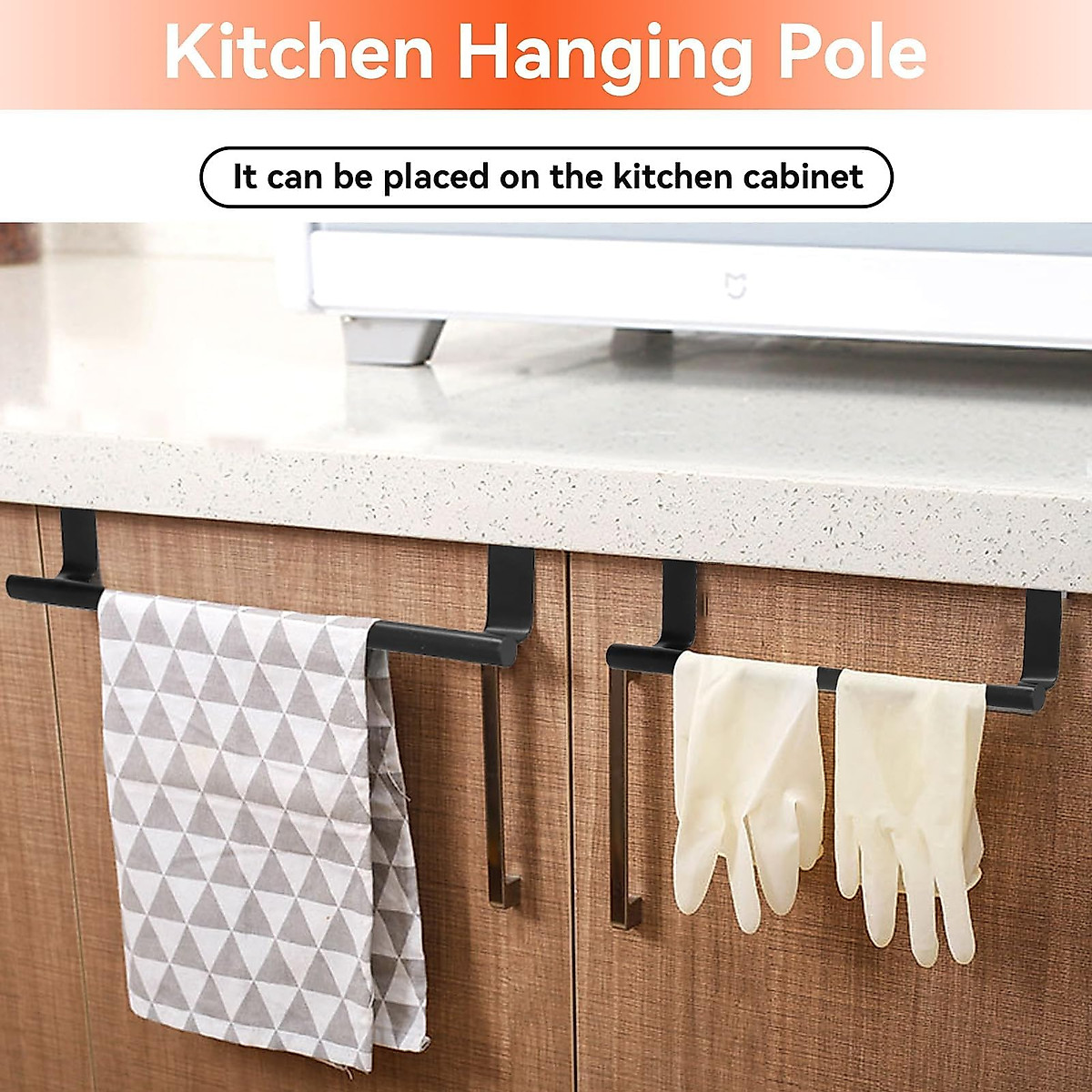 Over Cabinet Cupboard Door Towel Bar, 2 Pack Stainless Steel Kitchen Towel Holder Over Door Towel Rack Bar Holder Towel Racks for Bathroom Door (23cm)