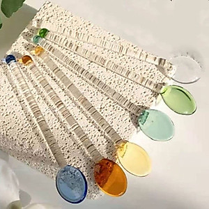 1/6PCS Clear Glass Coffee Spoon,Mixing Spoon Glass Coffee Milk Tea Spoons Long Handle Spoon for Home(transparent)