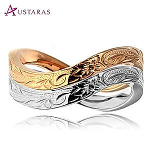 925 Sterling Silver Ring by Austaras - Light Ring for Women - Stainless Steel Finger Wedding Band Engagement or Wedding Hawaiian Rings Engraved with Hibiscus Flower Hypoallergenic Jewelry Size 6.5