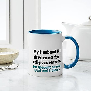 CafePress My Husband I Divorced For Religious Reasons. He T Ceramic Coffee Mug, Tea Cup 11 oz