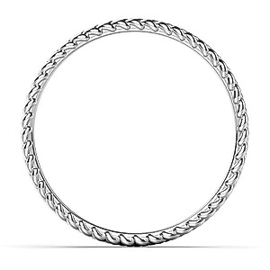 Sz 8.0 Solid 10K White Gold 2MM Eternity Braided Rope Stackable Wedding Band Ring