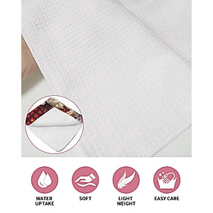 Onekaccu Watercolor Santa Claus Dish Towels Set, Waffle Weave Kitchen Towels Microfiber Towels Cleaning Christmas Elk Snowflake Red Soft Absorbent Dish Drying Towels Hand Towels 2 Pack 15.7x23.6 in