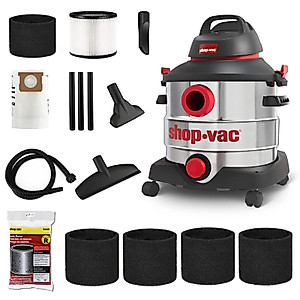 Shop-Vac 5989400 8 Gallon 6.0 Peak HP Wet/Dry Vacuum + 90585 Foam Sleeve Filter 5 Pack