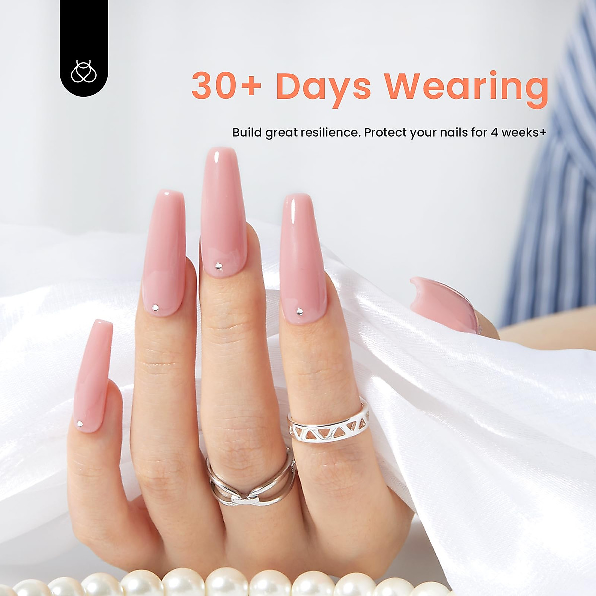 Beetles Builder Gel 6 Colors, 8 in 1 Strengthener Jelly Gel Time to Relax Sheer Peach Clear Builder Nude Pink Skin Tone for All Hard Gel Extension Base Nail Gel False Nail Tips Glue