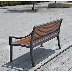 ARINAL Outside Bench Park Chair Outdoor Stainless Steel Bench Outdoor Garden Wrought Iron Leisure Chair Outdoor Wooden Balcony Seat Outdoor Patio Decor