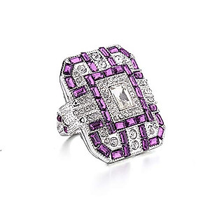 Goldenchen Fashion Jewelry Amethyst Silver Wedding Engagement Ring Art Deco Women Jewelry Gift Size 6-10 (9)