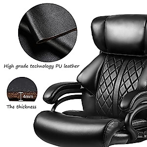 WILLMITA 400lbs Big and Tall Office Chair for Heavy People Executive Office Chair Wide Spring Seat Home Office Desk Chair with Heavy Duty Casters 360 Swivel Chair Computer PU Leather Chair (Black)