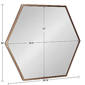 Kate and Laurel McNeer Modern Wall Mirror, 22 x 25, Bronze, Geometric Hexagon Mirror for Wall