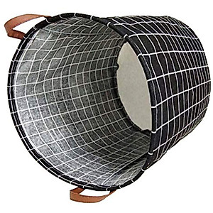 BOOHIT Cotton Fabric Storage Bin,Collapsible Laundry Basket-Waterproof Large Storage baskets,Toy Organizer,Home Decor(Black plaid)