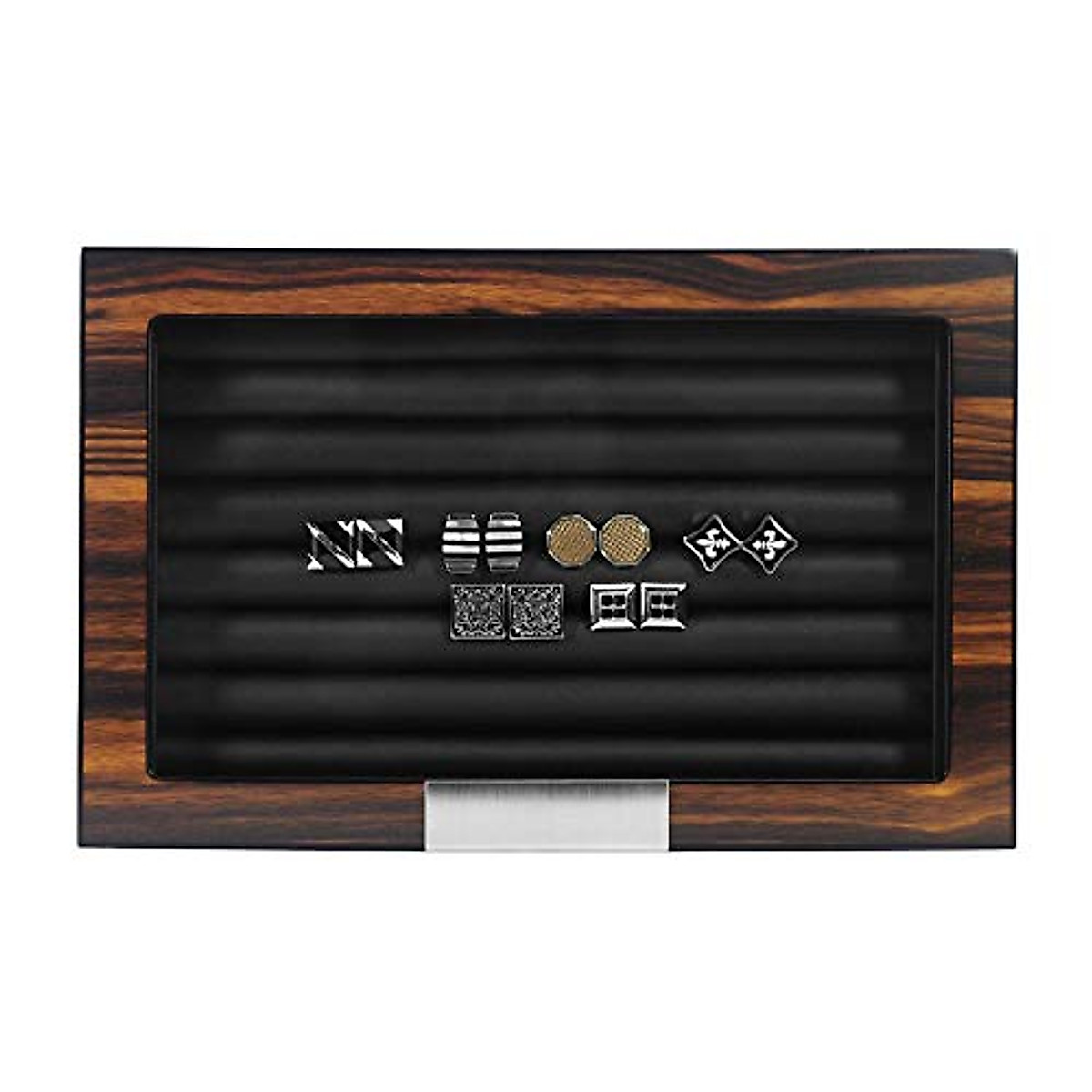 Lifomenz Co Wood Cufflink Box with Glass Window Cufflink Display Case Ring Organizer and Cufflink Box for men Hold 36-46 Pairs