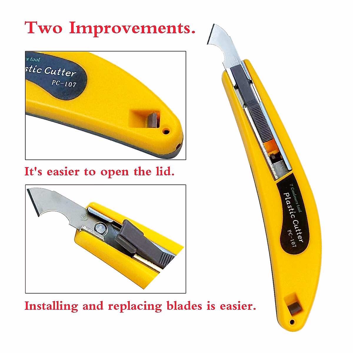 Acrylic Plexiglass Sheet Cutter Scoring Knife Tool,With a Curved Handle,It Is More Convenient To Use.One handle,11 blades.(Yellow)