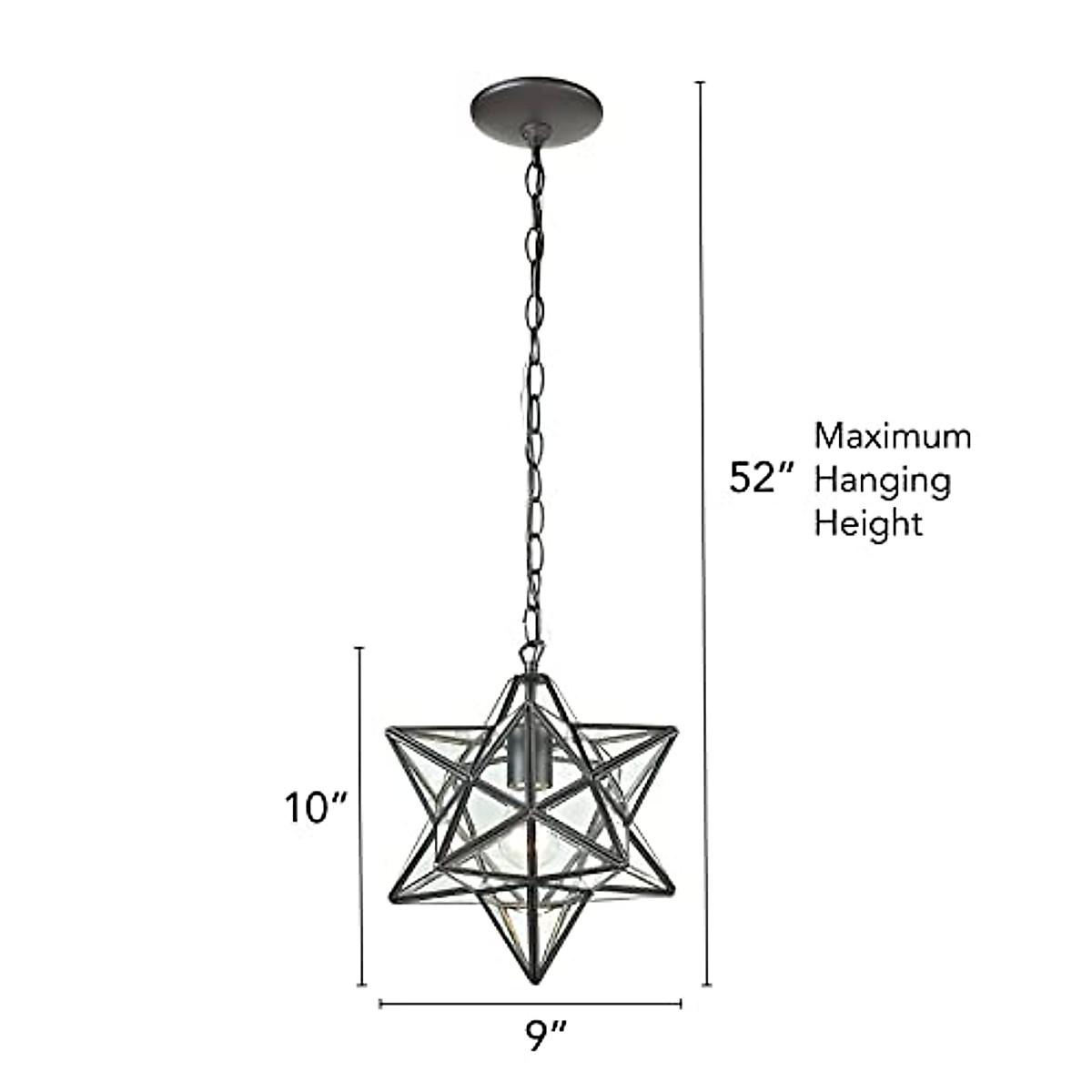 Elk 9-Inch Moravian Star Pendant - 145-001 Mini Pendant in Clear Glass and Oil Rubbed Bronze – LED Bulb, Dimmer and Smart Switch Compatible - Farmhouse and Eclectic Room Décor - Ceiling Light Fixture
