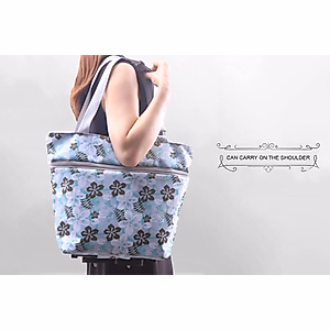 Upgrade Shopping Bag with Wheels Portable Trolley Bags Grocery Cart Hand Pulling Utility with Hand Straps Folding Shopping Cart- Larger Size & Waterproof & Strong（B0BDKBVK1Y）