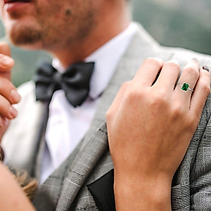 Clara Pucci 2.0 ct Emerald Cut Solitaire VVS1 Green Emerald Wedding Bridal Designer Anniversary Engagement Ring 14k White Gold 5.25