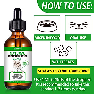 Cat Antibiotics for Infection, Natural Antibiotics for Cats, Cat Multivitamins Liquid, Cat Antibiotic Supports Immune and Cat Allergy Itch Relief, Pet Antibiotics Supplements, Chicken Flavor, 2 Fl Oz