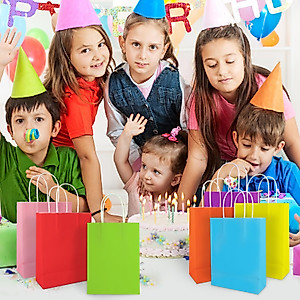 YADIAN 12 Pieces Kraft Paper Party Favor Gift Bags with Handle, Pink Gift Bags Small Size for Halloween, Christmas, Birthday, Wedding and Party Celebrations