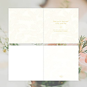 DHGFAMI Wedding Guest Book - 100 Page/50 Sheets – for Wedding, Reception, Engagement, Baby Birthday - White Guestbook w/Bookmark & Gold Floral Pattern Foil Gilded Edges (White)