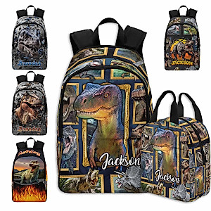 MyPhotoPrint Customized Bag Dinosaur Waterproof Bookbag Shoulder Backpack Travel Size