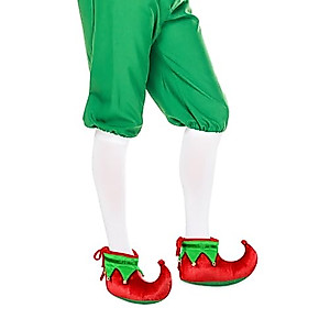 SATINIOR Christmas Santa Elf Shoes and Hat Christmas Red and Green Costume Accessory Set(21 cm/ 8 Inch,Vivid Color)