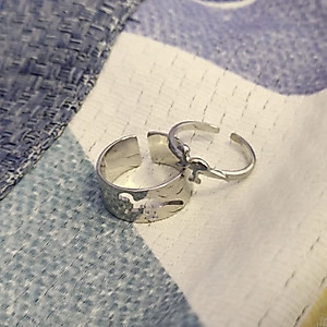 Matching Promise Open Rings for Couples Heart Dinosaur Lightning Statement Engagement Wedding Adjustable Ring Band Sets for Him and Her High Polished Comfort Fit Anniversary Valentine's Day Gifts,