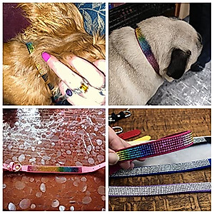 Bling Rhinestone Puppy Dog Collars Adjustable Leather Glitter Diamond Kitten Collar for Small Medium Dogs Chihuahua Pug Yorkshire