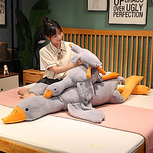 Swan Stuffed Animal, 19.68inch Swan Plush Toy Goose Stuffed Animal Plush Toy Duck Stuffed Animals Plush Pillow Gifts for Kids Birthday Valentine's Day, Grey