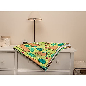 ARTBLANKET Cute Capybara Throw Blanket Fannel Fleece Super Soft Funny Blanket Travel Throw Blanket for Bed Couch Sofa 80 x 60 Inch for Adult