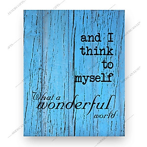 Louie Armstrong - What A Wonderful World Song Lyric Wall Art Print, This Rustic Music Wall Art Print is Ideal For Home Decor, Music Studio, And Cave Room Decor Aesthetic, Unframed - 8x10"