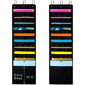 ZENXUS Hanging Organizer, 12x12 Paper Storage, Deep Pocket Vinyl Holder, for Cardstock, Scrapbook, Craft Paper, Cut Mat, 6 Door Hooks Included, 2-Pack