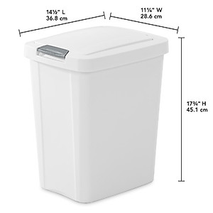 Sterilite 10438004 7.5 Gallon TouchTop Wastebasket, White w/ Titanium Latch, 4-Pack