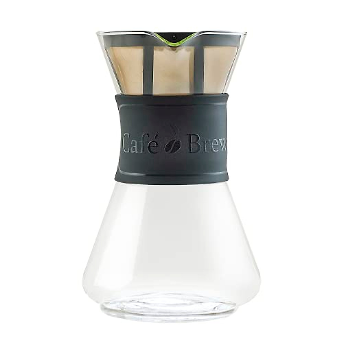 CAFE BREW COLLECTION Pour Over Coffee Maker with Permanent Filter, 1.2 Liter, 40 Ounce, Black Band