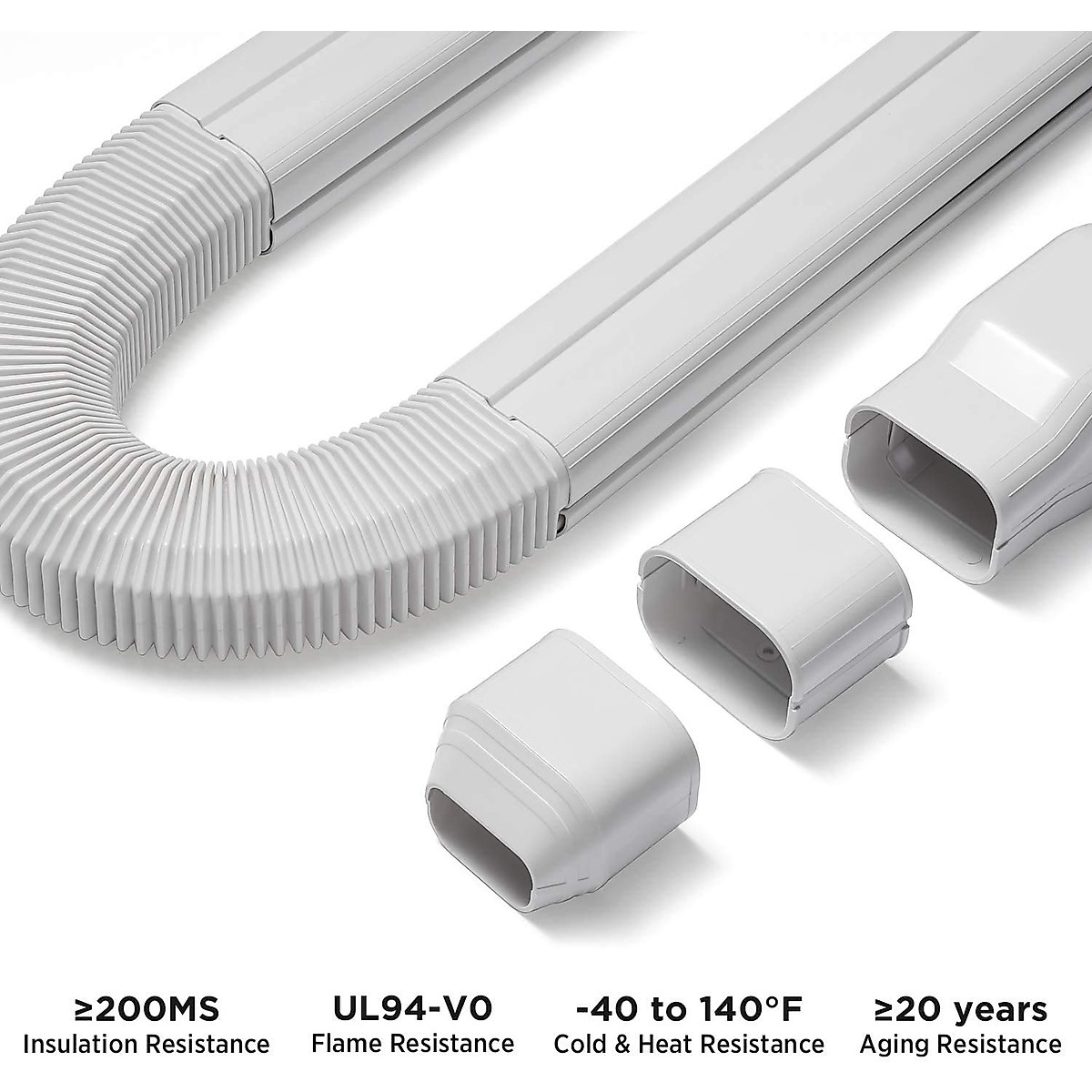 TURBRO 3’’ W × 7.5’ L Decorative PVC Line Cover Kit for Mini Split and Central Air Conditioners, AC Heat Pumps Systems