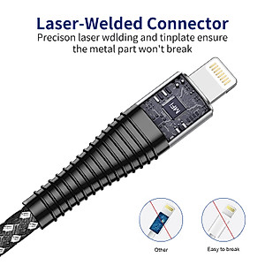 iPhone Charger Cable,5 Pack 10ft [MFi Certified] Extra Long Lightning Cable,Strong Nylon Braided 10 Foot Charging Cord for iPhone 12/11/11Pro/11Max/ X/XS/XR/XS Max/8/7/6/5S/SE/iPad Mini Air (Black)