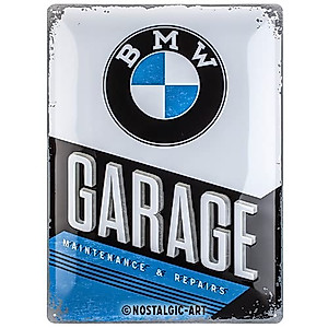 Nostalgic-Art Retro Tin Sign, BMW – Garage – Gift idea for car accessoires Fans, Metal Plaque, Vintage Design for Decoration, 11.8" x 15.7"