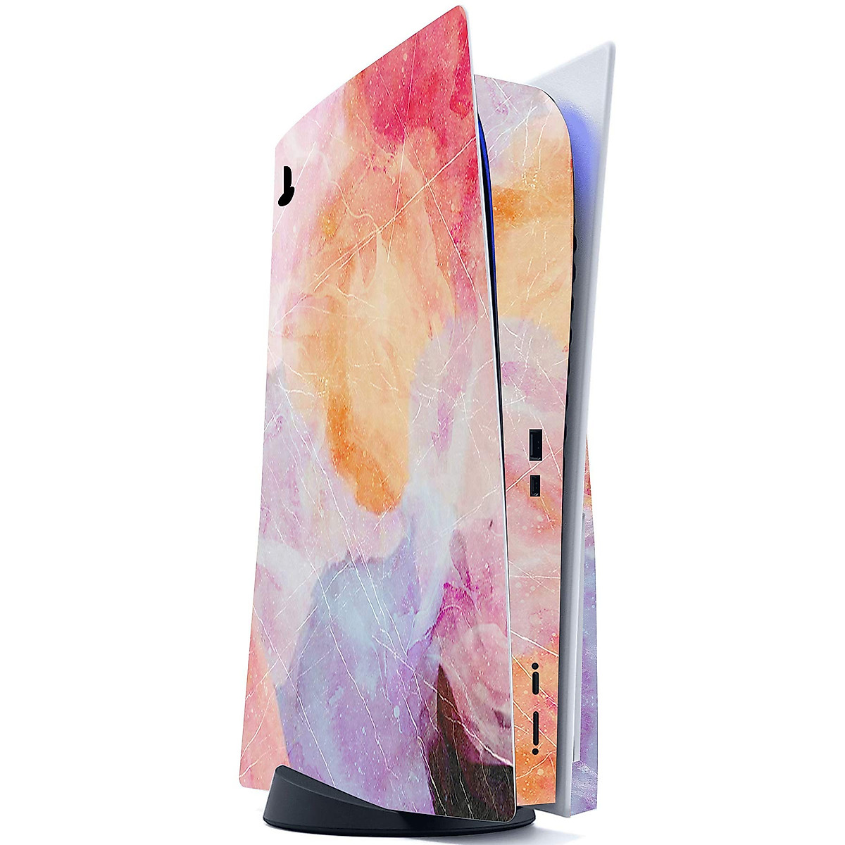 PlayVital Orange Pink Marble Effect Full Set Skin Decal for ps5 Console Disc Edition, Sticker Vinyl Cover for ps5 Controller & Charging Station & Headset & Media Remote