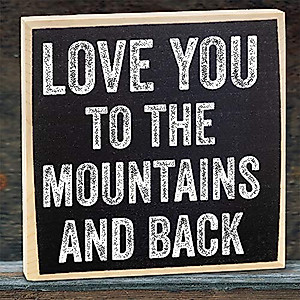 Love You to The Mountains - Small Wall Decor Wooden Sign - Rustic Wooden Sign - Farmhouse Home Decor - Great Must Haves Couples Bedroom Decor, Romantic Quotes, Love Signs for Home Decor, Gifts for Her
