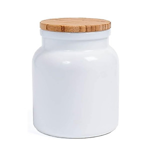 Bormioli Rocco Victoriana 33.75 oz. Opal Glass Jar with Bamboo Lid for Dry Foods or Household Items, Retro White, Set of 6