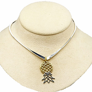 Partners ID Upside Down Pineapple Charm Necklace Chain, Durable Stainless Steel, 18" Silver Rope