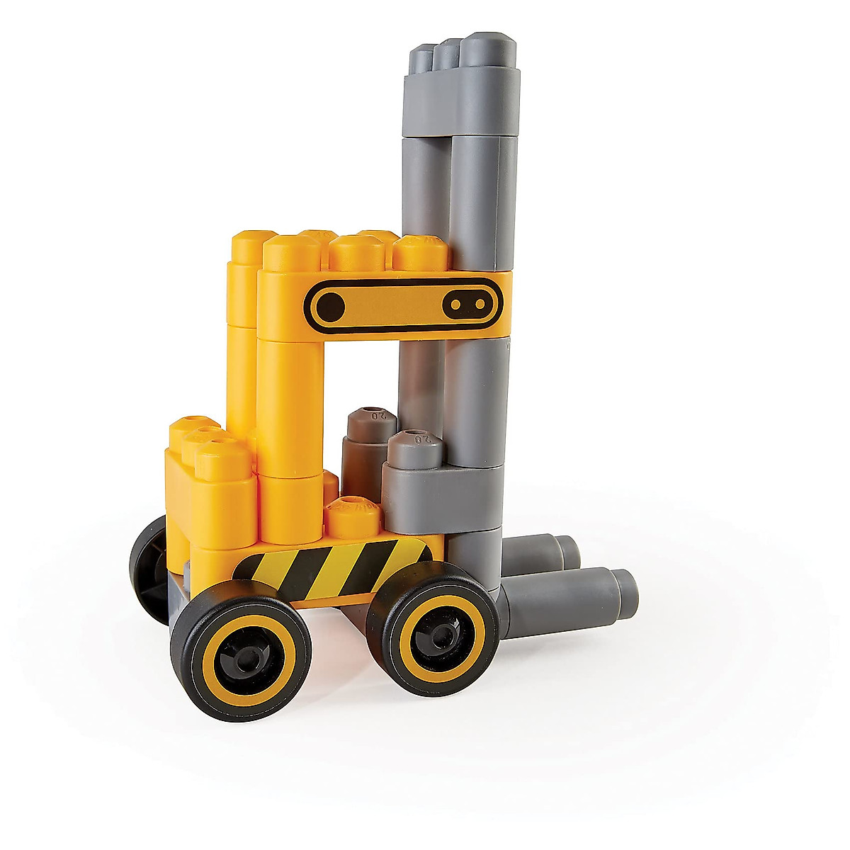 Hape Polym Construction Site | 43Piece Building Brick Forklift Bulldozer Toy Set with Figurines & Accessories
